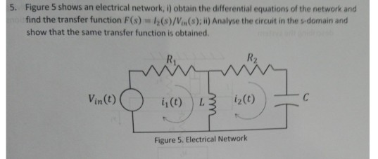 Solved 5. Figure 5 shows an electrical network, i) obtain | Chegg.com
