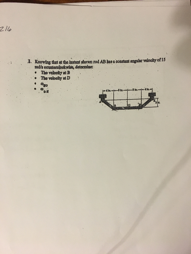 Solved Knowing that at the instant shown rod AB has a | Chegg.com