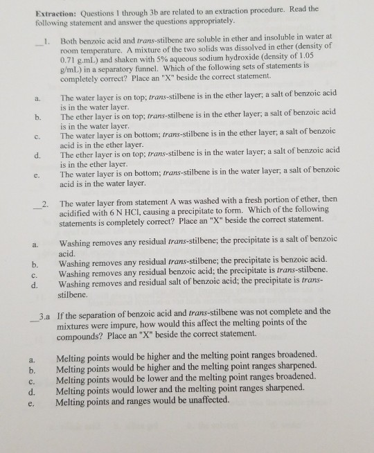 Solved Extraction: Questions I through 3b are related to an | Chegg.com