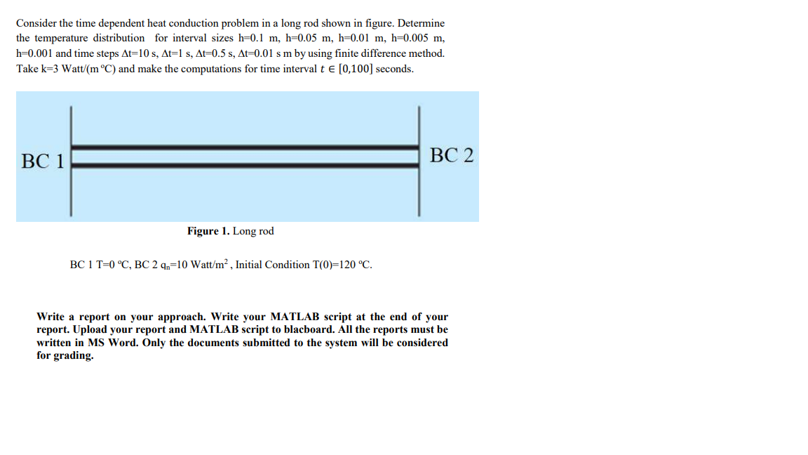 Consider The Time Dependent Heat Conduction Problem