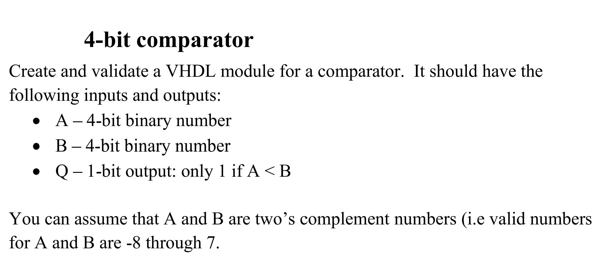 Solved 4 Bit Comparator Create And Validate A Vhdl Module