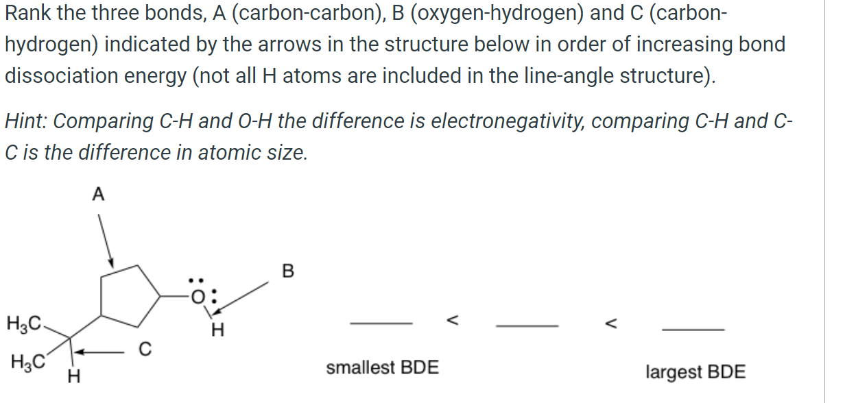 Solved Rank the three bonds, A (carbon-carbon), B | Chegg.com