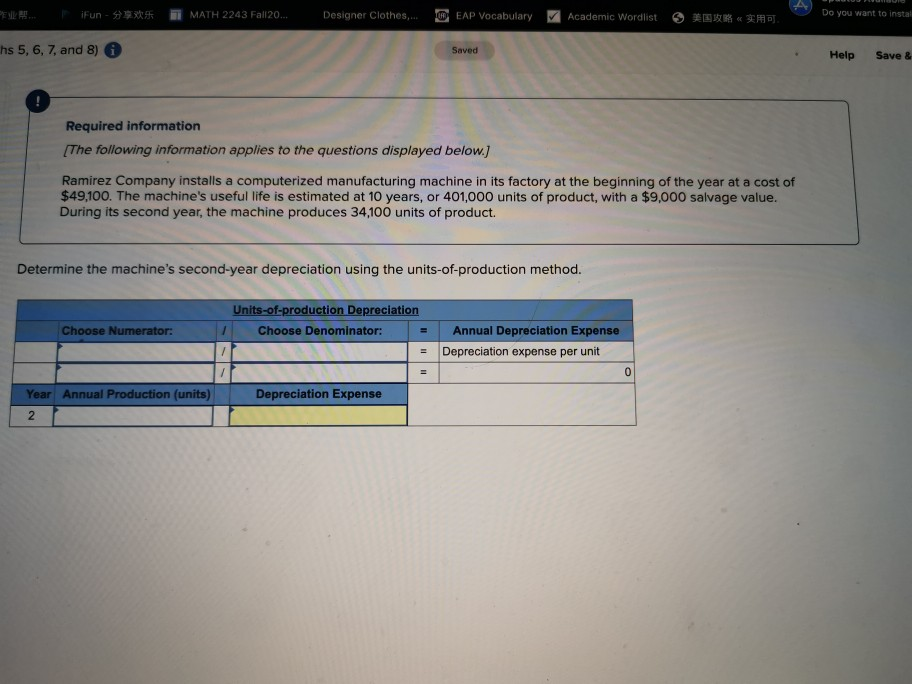 Solved Saved Help Save & Required information The following | Chegg.com