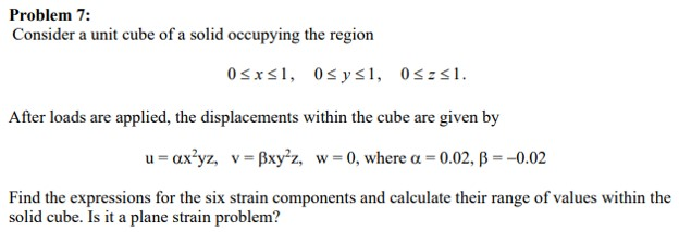 Solved Problem 7: Consider a unit cube of a solid occupying | Chegg.com