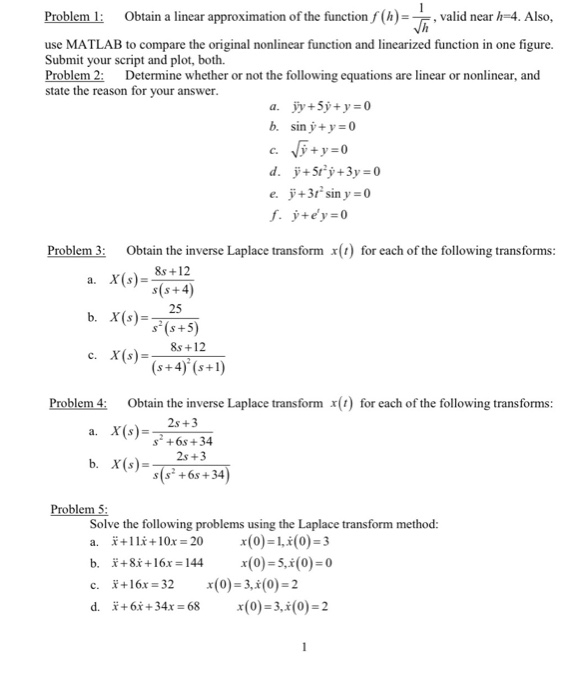 Solved Obtain A Linear Approximation Of The Function Fh 