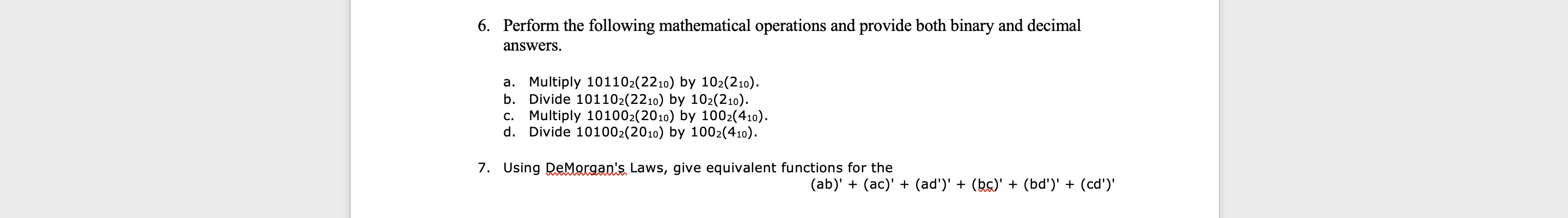 Solved 6. Perform the following mathematical operations and | Chegg.com Solved 6. Perform the following mathematical operations and | Chegg.com