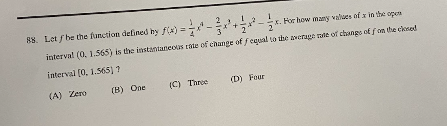 Solved 88. Let f be the function defined by f(x) = *** - * | Chegg.com