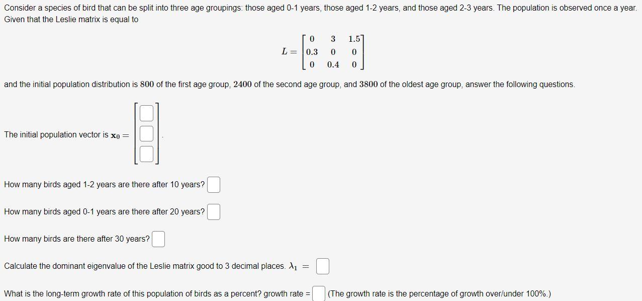Solved Consider a species of bird that can be split into | Chegg.com