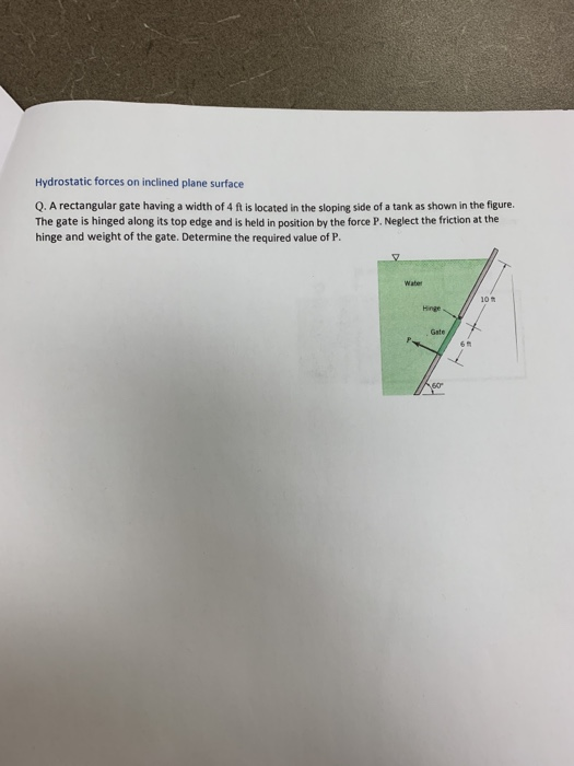 Solved Hydrostatic forces on inclined plane surface Q. A | Chegg.com