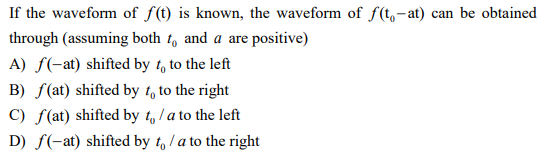 Solved If the waveform of f(t) is known, the waveform of | Chegg.com
