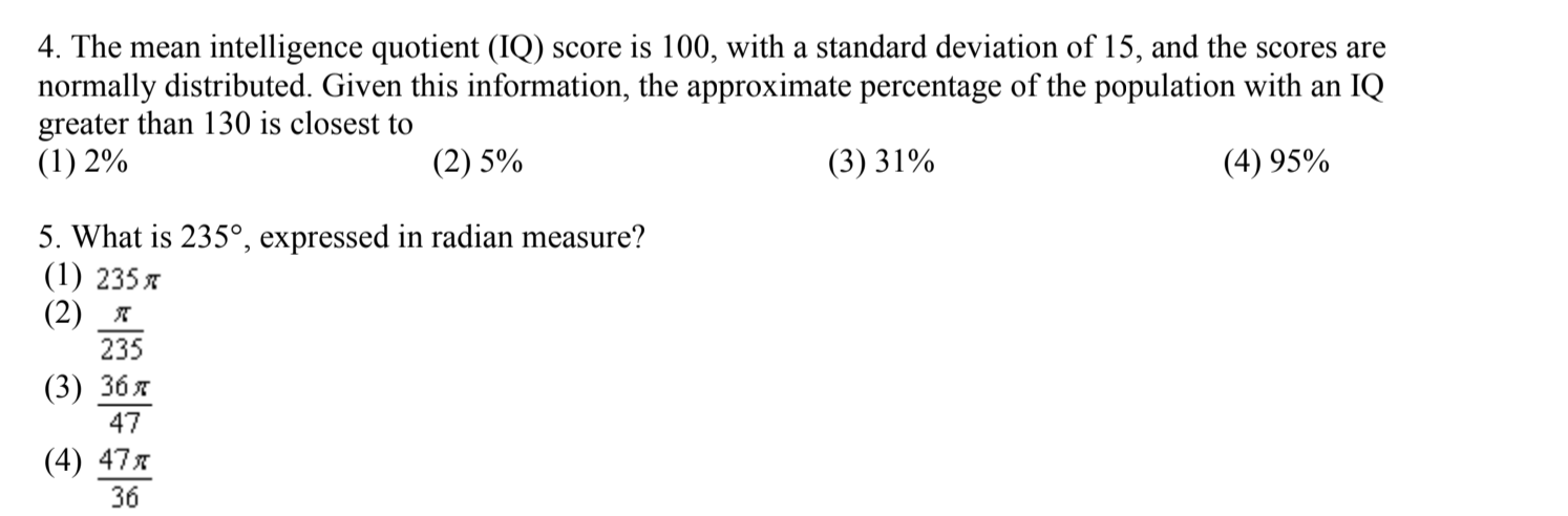 Solved 4. The mean intelligence quotient (IQ) score is 100, | Chegg.com