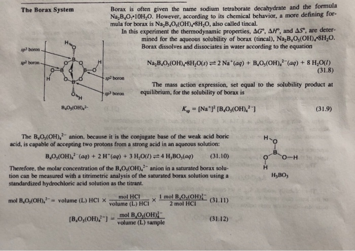 Solved I. Calculate the molar solubility of borax at each of | Chegg.com Solved I. Calculate the molar solubility of borax at each of | Chegg.com
