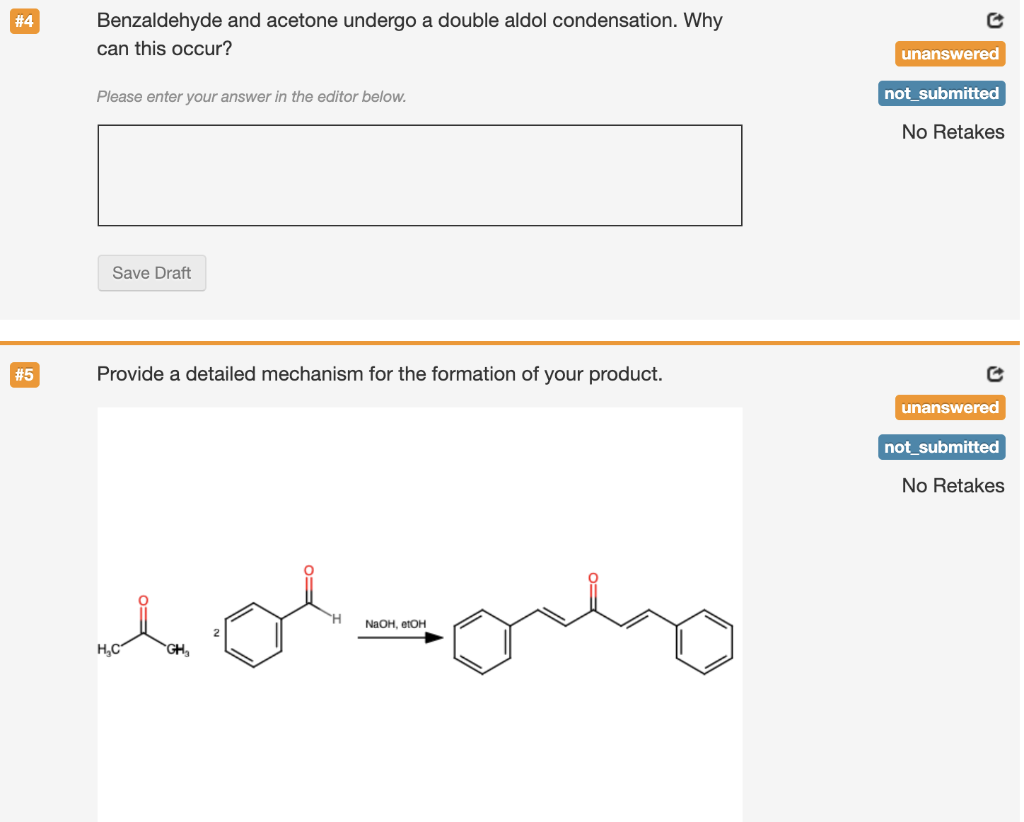 Solved #4 c Benzaldehyde and acetone undergo a double aldol | Chegg.com