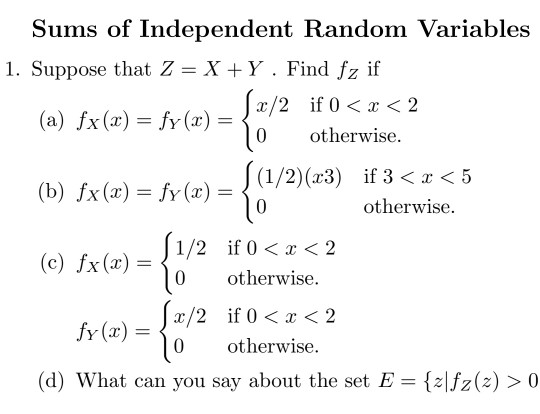 Solved Sums of Independent Random Variables 1. Suppose that | Chegg.com