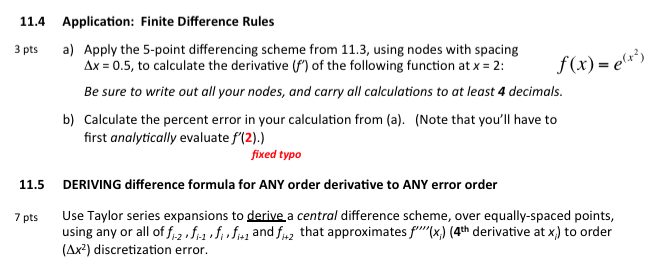 Solved 11.4 Application: Finite Difference Rules 3 pts | Chegg.com