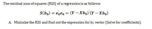 Solved The residual sum of squares (RSS) ﻿of a regression is | Chegg.com