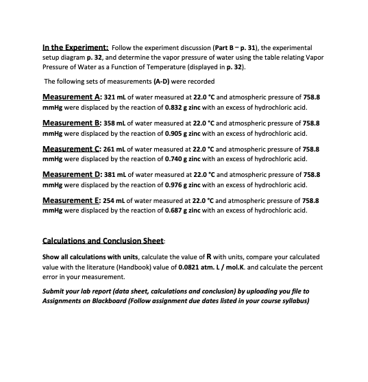 Solved Experiment #6 GAS LAW STUDIES: The Determination of | Chegg.com