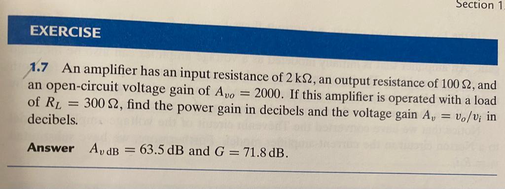 Solved 1.7 An amplifier has an input resistance of 2kΩ, an | Chegg.com