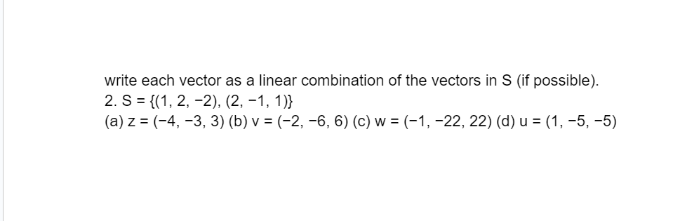 Solved write each vector as a linear combination of the | Chegg.com