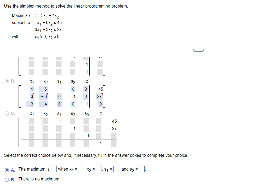 Solved Use the simplex method to solve the linear | Chegg.com