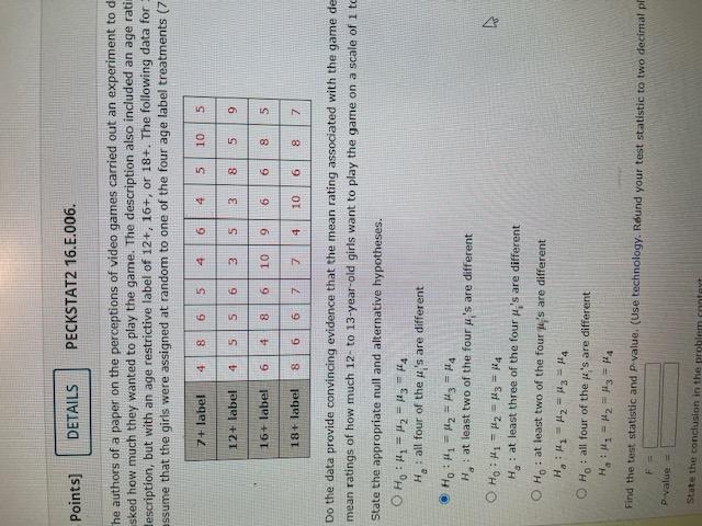 Solved The authors of a paper on the perceptions of video | Chegg.com