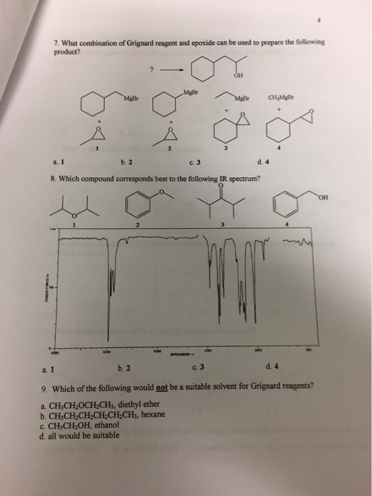 Solved 7. What combination of Grignard reagent and epoxide | Chegg.com