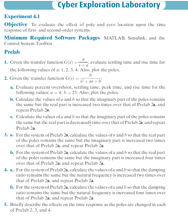 Solved 4. Using Simulink, set up the systems of Prelab 2a | Chegg.com