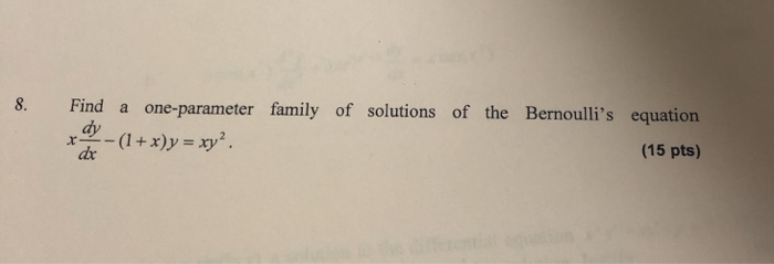 Solved Find a one-parameter family of solutions of the | Chegg.com