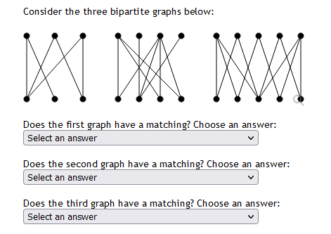 Solved Consider the three bipartite graphs below:Does the | Chegg.com