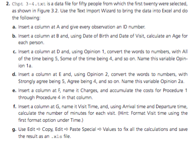 2. Chpt 3-4.txt is a data file for fifty people from | Chegg.com
