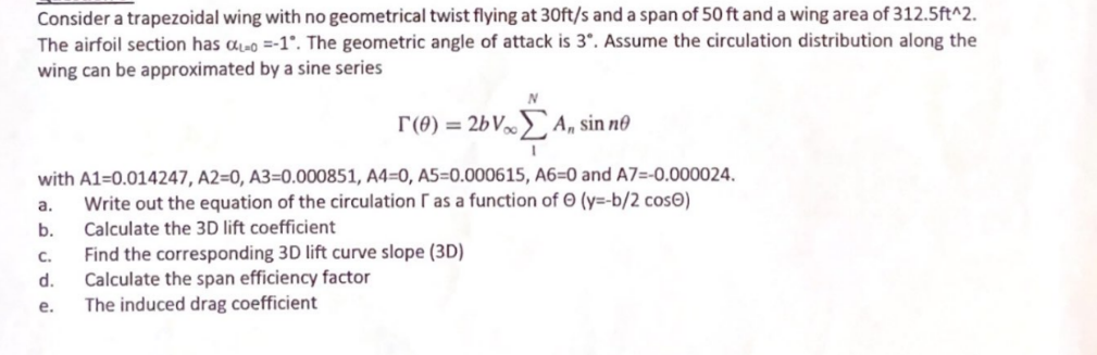 Solved Consider a trapezoidal wing with no geometrical twist | Chegg.com