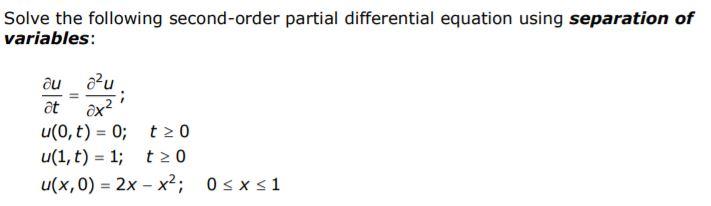 Solved Solve The Following Second Order Partial Differential
