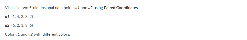 Visualize two 5-dimensional data points a1 and a2 | Chegg.com