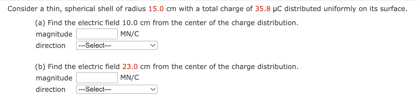 Solved Consider a thin, spherical shell of radius 15.0 cm | Chegg.com