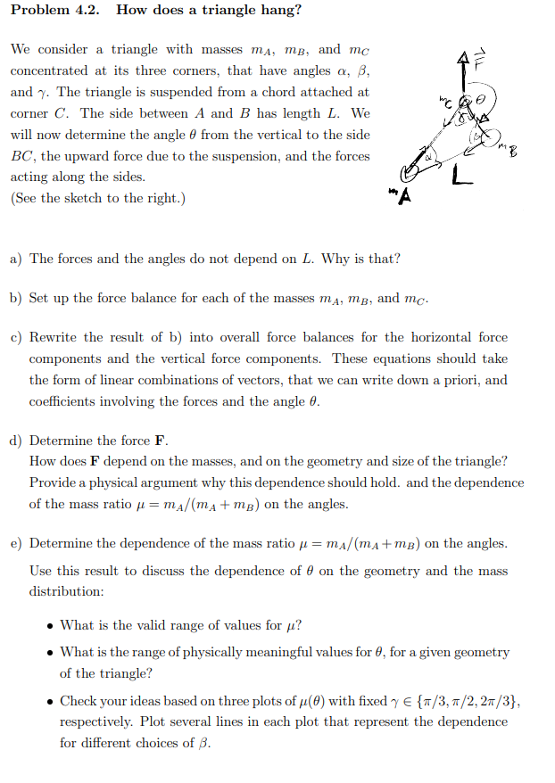 Solved Problem 4.2. How does a triangle hang? TIL hac We | Chegg.com