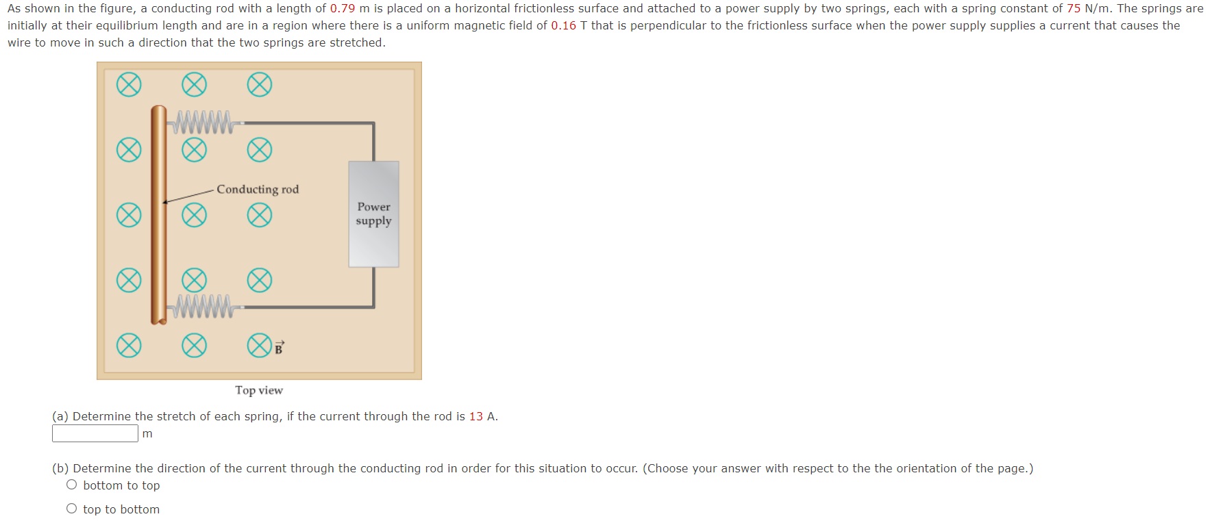 Solved wire to move in such a direction that the two springs | Chegg.com