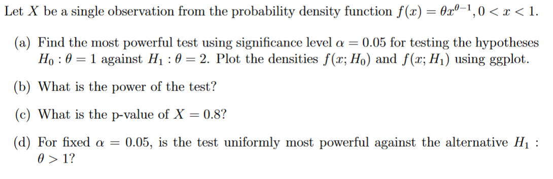 Solved Let X be a single observation from the probability | Chegg.com