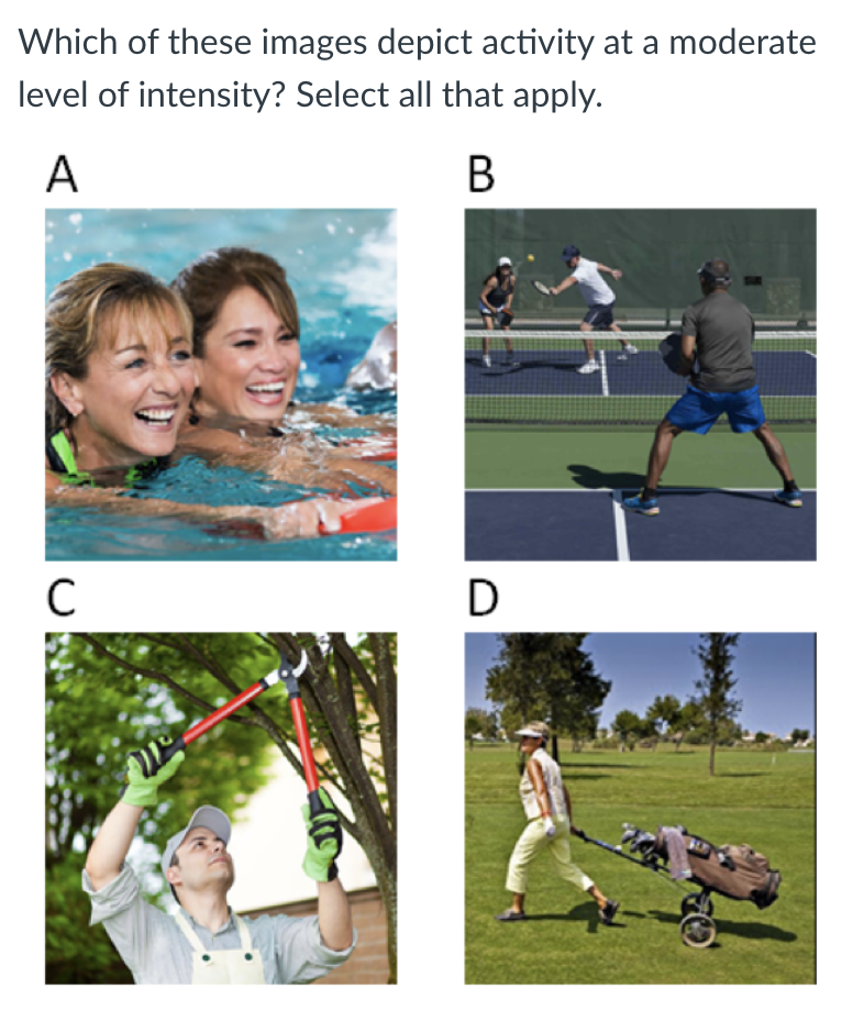 Solved Which of these images depict activity at a moderate | Chegg.com