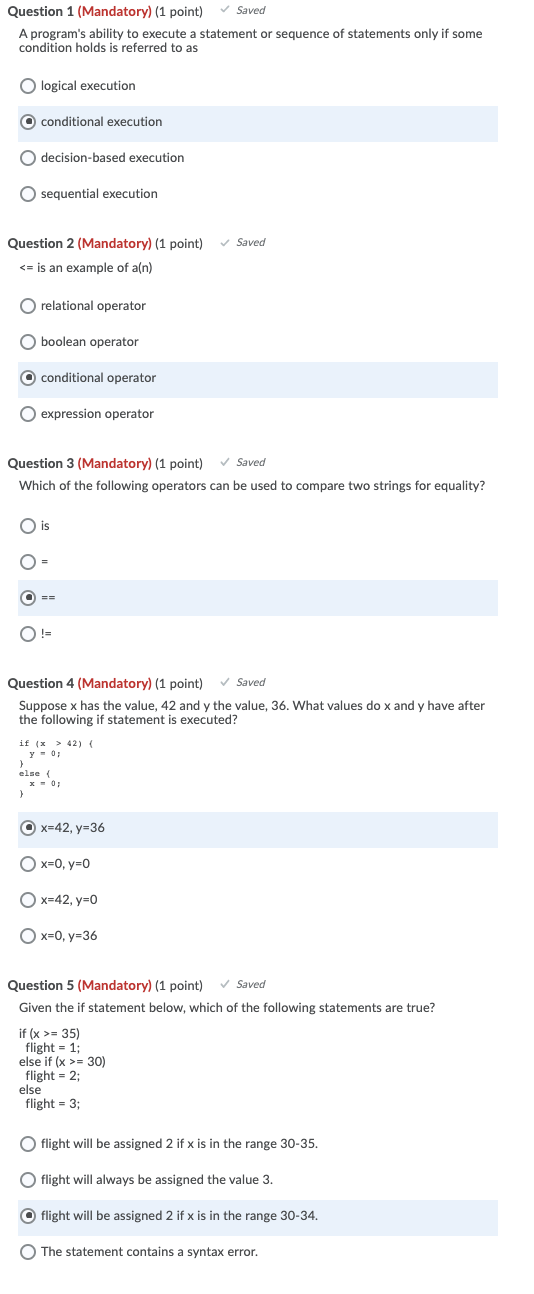 Solved Question 1 (Mandatory) (1 point) Saved A program's | Chegg.com