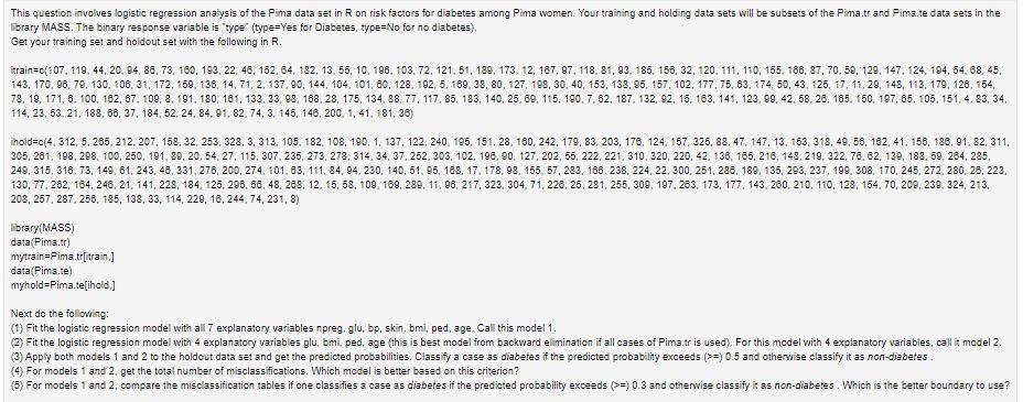Solved This question involves logistic regression analysis | Chegg.com