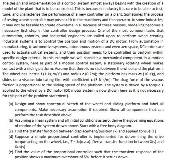The design and implementation of a control system | Chegg.com