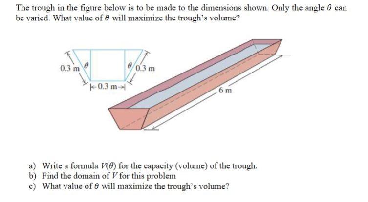 Solved The trough in the figure below is to be made to the | Chegg.com