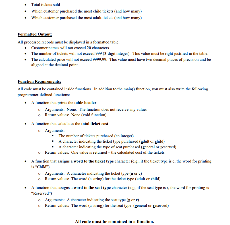 Solved Write A Program That Reads A File Containing Data For