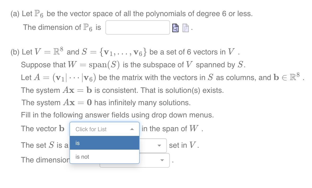 Solved (a) Let P6 be the vector space of all the polynomials | Chegg.com