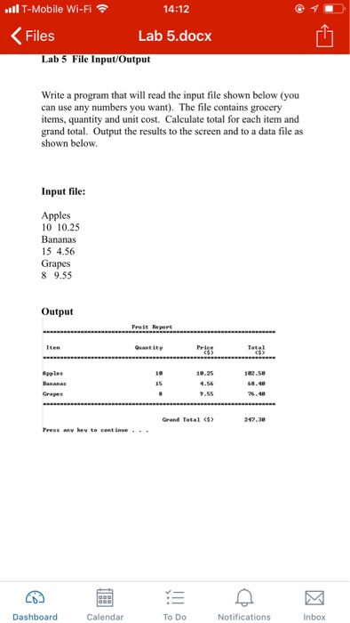 Solved .nl T-Mobile Wi-Fi令 14:12 Files Lab 5.docx Lab 5 File | Chegg.com