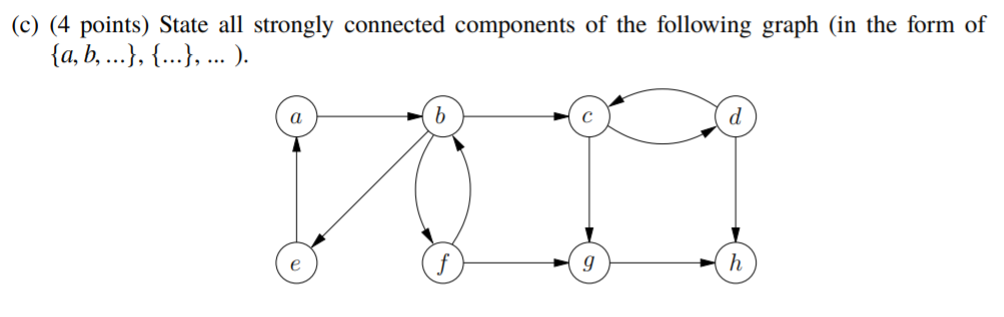 Solved (c) (4 points) State all strongly connected | Chegg.com Solved (c) (4 points) State all strongly connected | Chegg.com