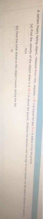 Solved A certain freely falling object, released from rest, | Chegg.com