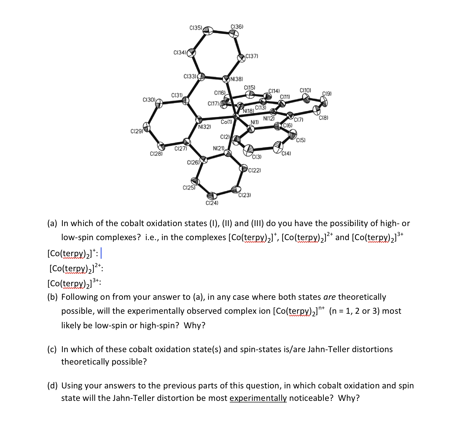 Solved (a) In which of the cobalt oxidation states (I), (II) | Chegg.com