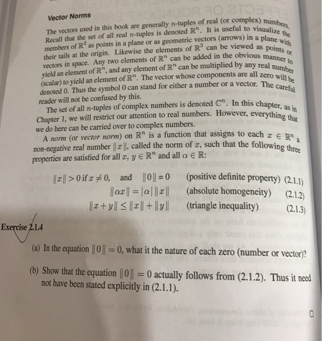 Solved The vectors used in this book are generally n-tuples | Chegg.com