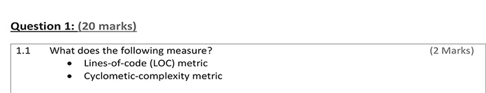 Solved What does the following measure? * Lines-of-code | Chegg.com